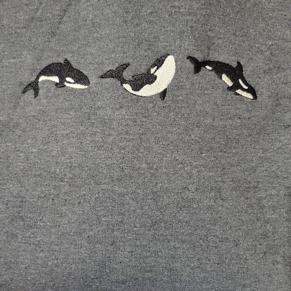Embroidered Trio of Orcas Sweatshirt, Embroidered Orcas Sweatshirt ...