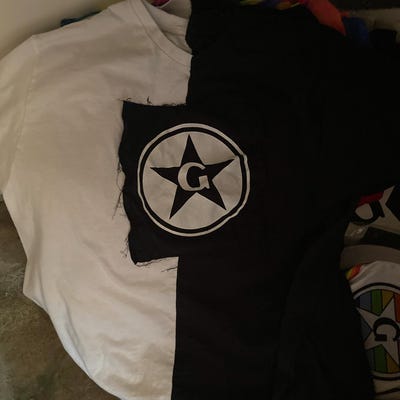 Black and White Adult Split Tee Two-toned Shirt Two-colored Shirt Half ...