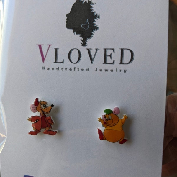 Jaq & Gus Inspired Stud Earrings, Inspired Earrings, Disney Necklace ...