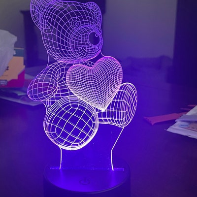 Teddy Bear 3D Illusion Acrylic Hologram Night Led Lamp Laser Cut ...