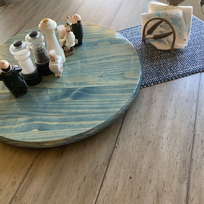 Large Lazy Susan Turntable 24 Inch Lazy Susan Wood Lazy Susan Blue ...
