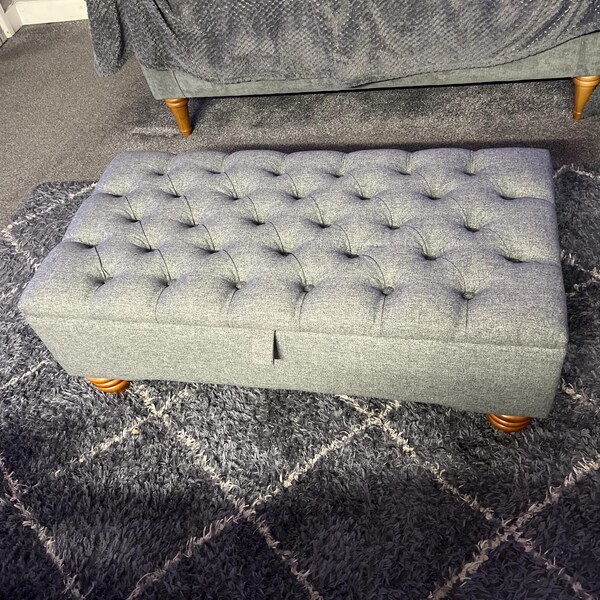 Handmade Thick Cushioned Square Chesterfield Footstool Footrest Coffee ...