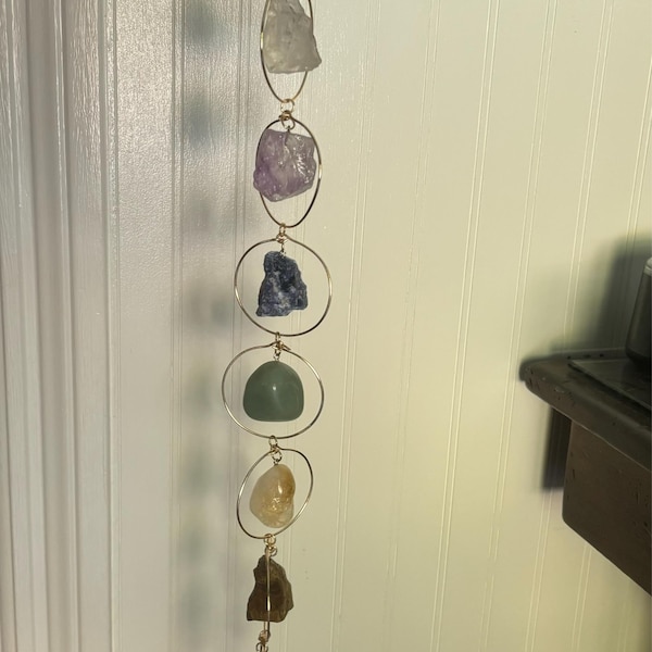 7 Chakra Crystal Gemstone Indoor Wall Hanger Hanging | Boho Home Decor ...