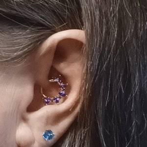 16G Dangle Cartilage Earring Stud/hidden Helix Piercing/conch Piercing/curved Bar Piercing ...