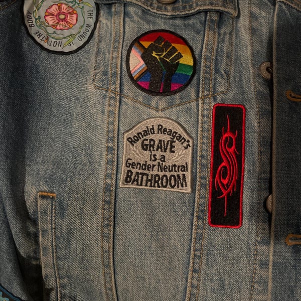 Ronald Reagan's Grave is a Gender Neutral Bathroom 65mm Iron on Patch ...