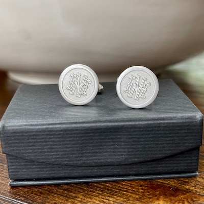 Silver Personalised Monogram Cufflinks, Engraved Cufflinks, Custom ...