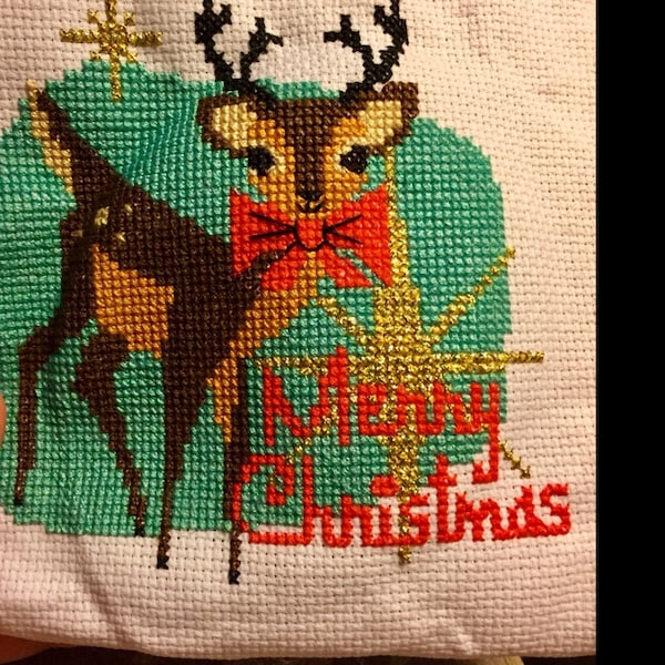 Retro Cross Stitch Pattern Christmas Reindeer Mid Century Modern ...