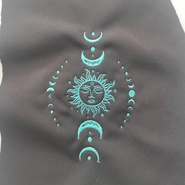 Sun and Moon Embroidery Design: Mystical Moon Phase Pattern (4 Sizes ...