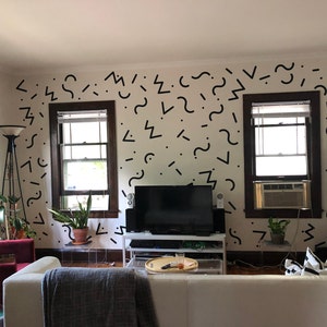 80s Abstract Pattern Wall Decal Set 80s Style, Vintage Eighties Design ...