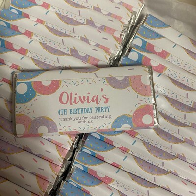 EDITABLE TEMPLATE, Donuts Birthday Baby Shower Chocolate Bar Wrappers ...