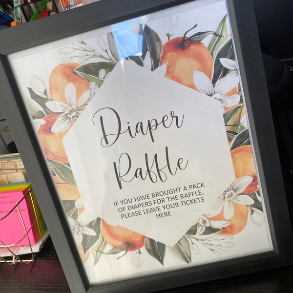 Orange Citrus Diaper Raffle Ticket and Sign Citrus Baby Shower Little ...