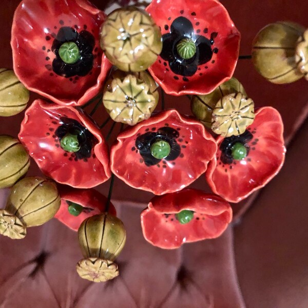 Decorative Ceramic Flowers (1 Pc) | Ceramic Poppy and Poppy-heads ...