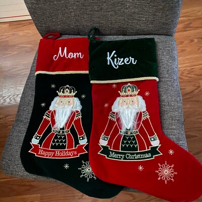 Personalize Velvet Nutcracker Stocking, Soft Velveteen Stocking With ...