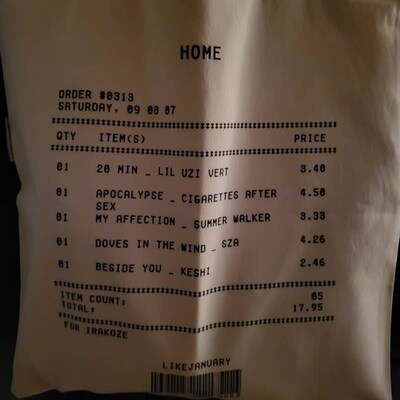 Custom Song Receipt Tote Customizable Song Playlist Tote Bag - Etsy