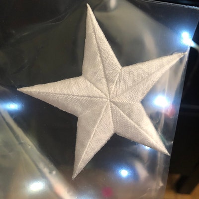 One 1 Star White Embroidered Stars Iron on Patch Patriotic Costumes ...