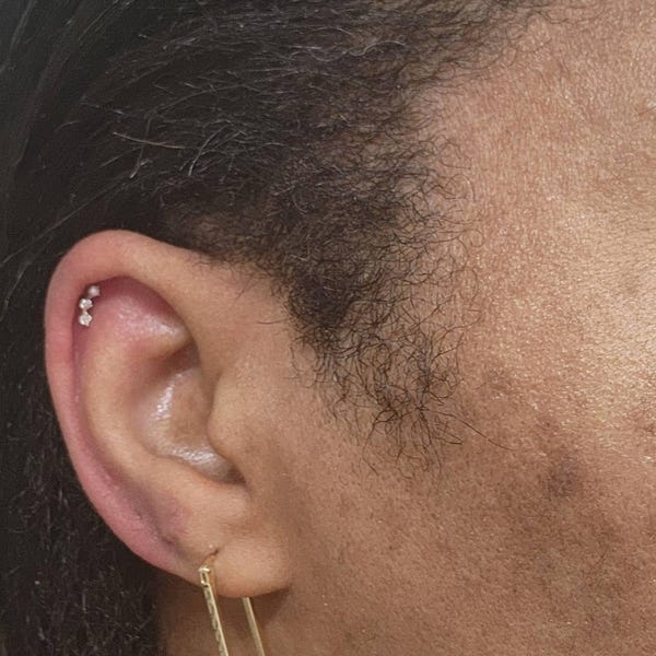 14K Solid Gold Single Stone Fishtail Nose Bone Stud Piercing, 24gauge ...