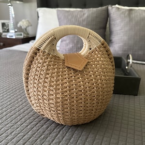 Women's Summer Natural Raffia Straw Bag, Shell Shape Rattan Straw Beach ...