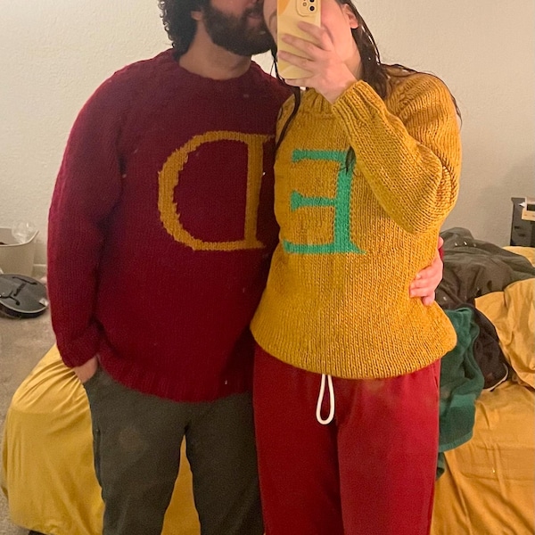Monogram Weasley Jumper Letter Magic Gift Handmade Custom Wool Sweater ...