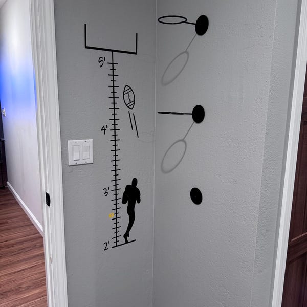 Football Growth Chart Sticker Height Ruler Tracking Boys Sports Vinyl ...