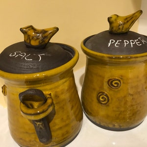 Coarse Salt Cellar, Handmade Pottery Salt Container, Red Coarse Salt ...