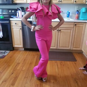 Peach Jumpsuit With Skirt Pageant Runway Outfit Girls Neoprene - Etsy