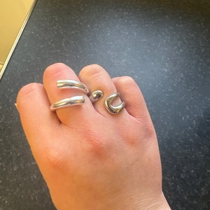 Melted Drip Silver Ring, Liquid Metal Dripping Ring for Women, Irregular Abstract Gold Ring Set ...