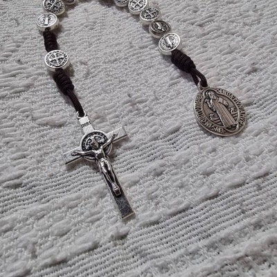 St Benedict Pocket Rosary, Handmade Single Decade Rosary, San Benito ...