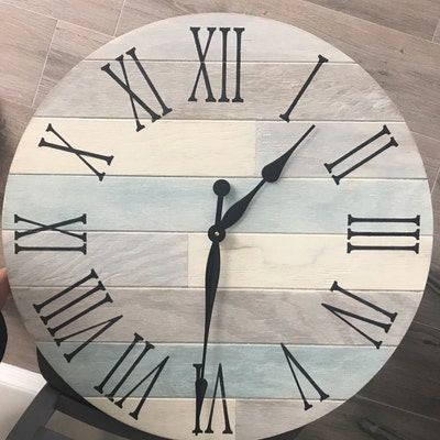 Farmhouse Decor Clock, 24 Large Rustic Clock, Handmade Wall Clock, Wall ...