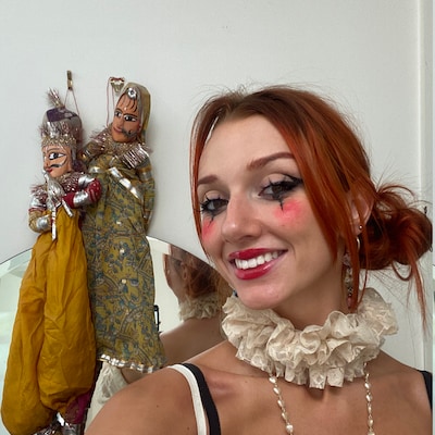 Vintage Pink Tulle Clown Ruffle Collar in Layers, Unique Costume Neck ...