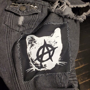 Anarchy Kitty Cat Punk Handmade Fabric Sew-on Patches - Etsy
