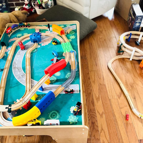 4 Way Track Tunnel for Wooden Trains Accessories, Optional Tower ...