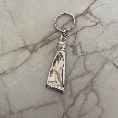 Paint Tube Key Ring Paint Tube Keychain Silver Pain Tube - Etsy