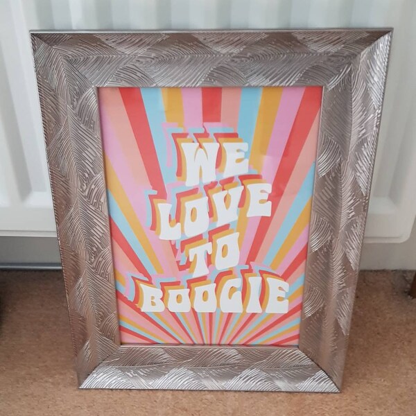 We Love to Boogie Print, We Love to Boogie Wall Art, 70s Disco Lyric ...