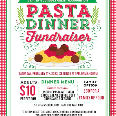 Pasta Dinner Flyer Printable Template Spaghetti Fundraiser Ticket ...