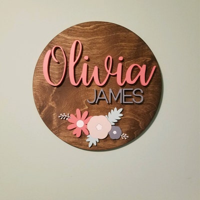 Custom Name Sign Round Sign Baby Name Sign Nursery Room - Etsy