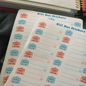 16 Cute Bill Due/pay Bill/ Bill Reminder Planner Stickers - Etsy