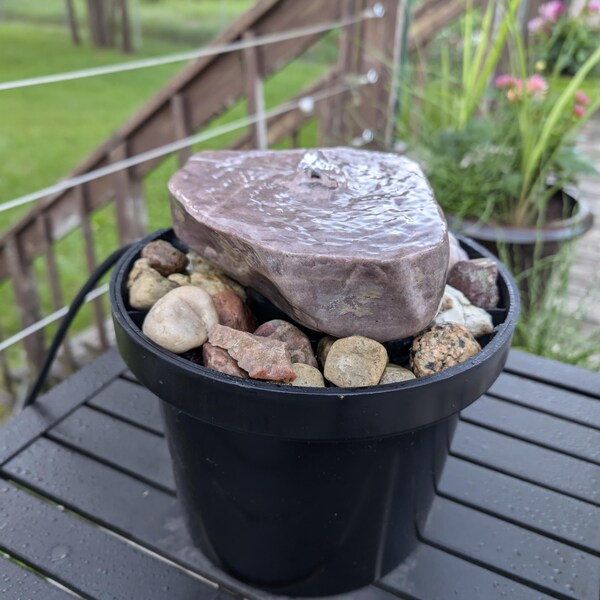 Polished Rock Water Fountain Bird Bath Garden Décor Handmade Garden ...