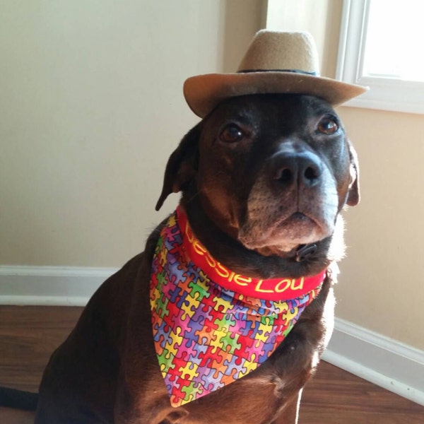 Personalized Autism Awareness Bandana, Puzzle Dog Collar Scarf, Pet ...