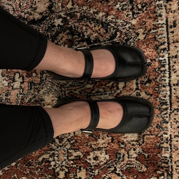 Women Velvet Split Toe Tabi Ballet Flats Vintage Green Brown Tabis ...