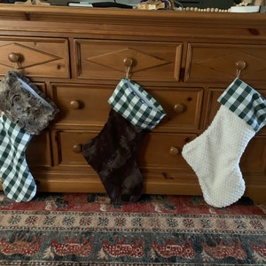 Plaid Stocking, Green Plaid Christmas Stocking, Personalized Green ...