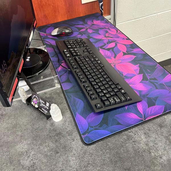 Desk Mat Cute Black Cat Anime Inspired Blue Sky Keyboard Mouse Pad Art ...