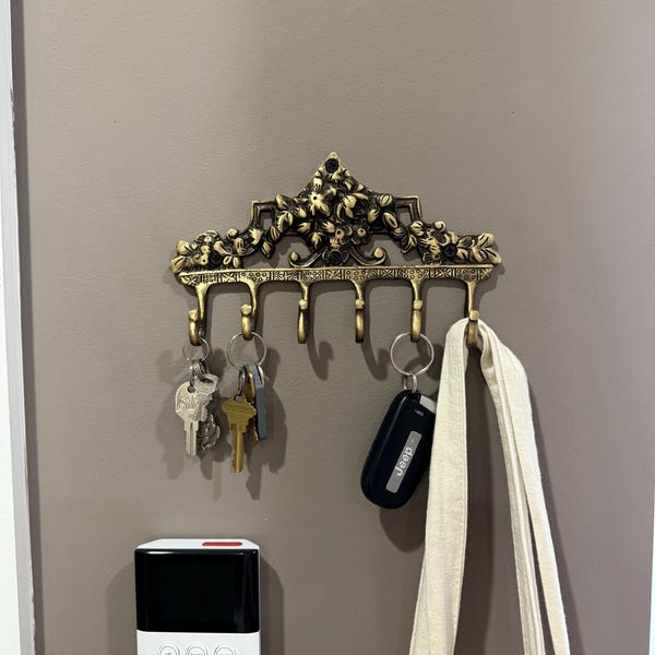 Antique Brass Victorian Floral Brass Hooks / Vintage Wall Hooks Hangers ...