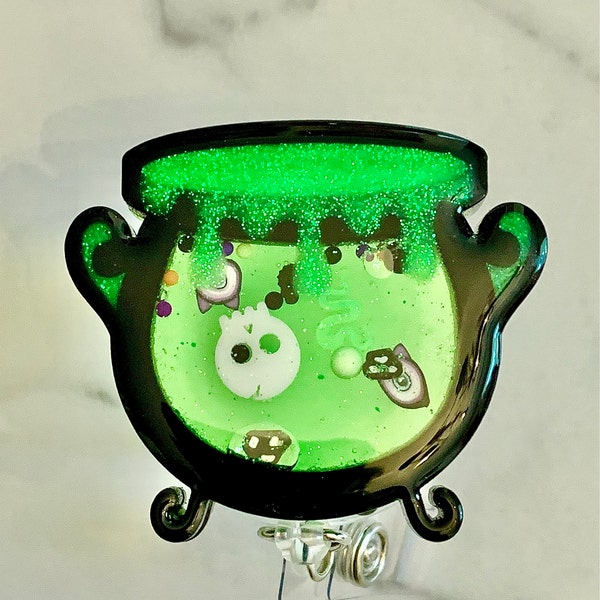 Witch Cauldron Shaker Badge Reel, Cauldron Badge Holder, Witchy Badge ...