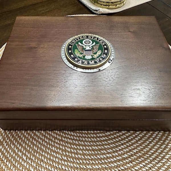 Personalized U.S. Army Walnut Keepsake Box With Colored Medallion - Etsy