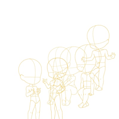 Procreate Chibi Base, Chibi Pose, Anime Chibi Stamp Guide, Chibi ...