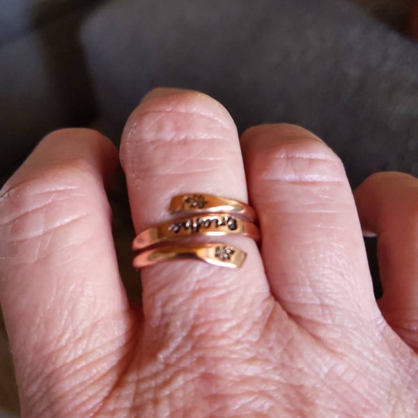 Copper Ring Set 3, Stacking Rings Copper, Textured Rings, Dandelions ...
