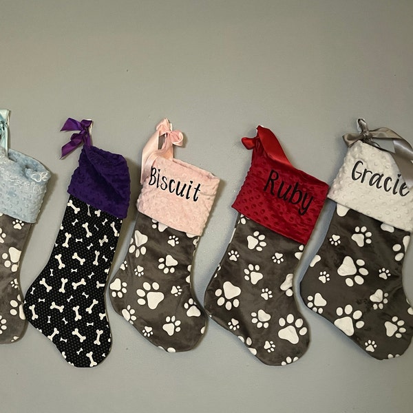 Paw Print Dog Stocking, Dog Christmas Stocking, Paw Print Christmas ...