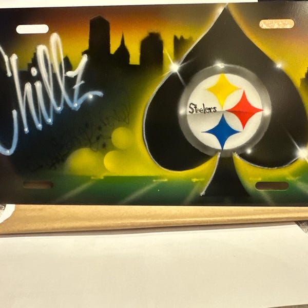 Custom Airbrushed Skull and Crossbones Front License Plate ...