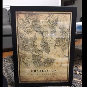 Charleston Vintage Map Poster Wall Art City Artwork Print - Etsy