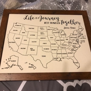 USA Push Pin Custom Map, Travel Map Tracking, Framed Wall Decor ...